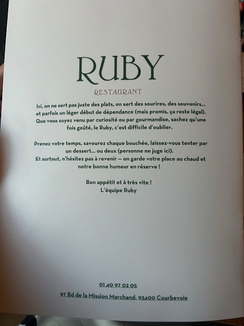Restaurant Ruby à Courbevoie - Menu, avis, prix et réservation | TheFork