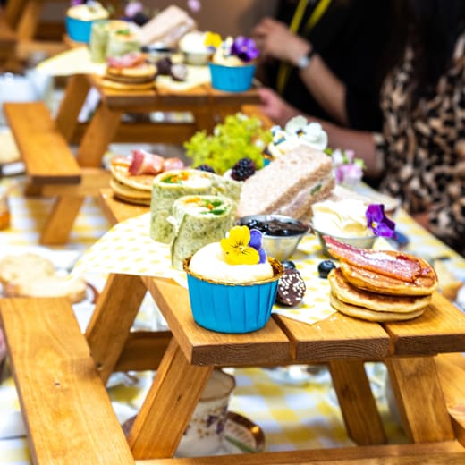 picnic table afternoon tea