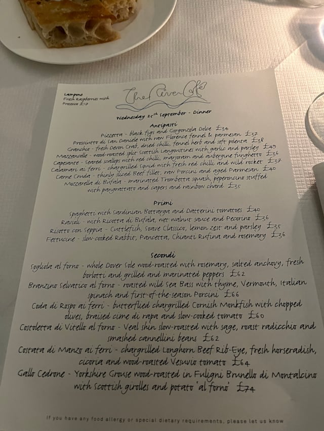 Menu 2026 - The River Cafe in London | TheFork