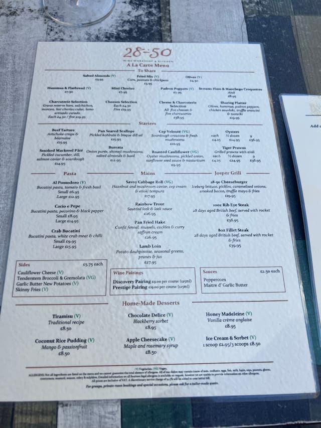 28-50 Wine Workshop & Kitchen in London - Restaurant Reviews, Menus ...