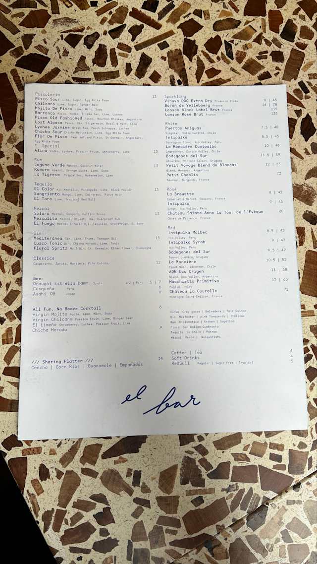 Menus 2025 - Lima Cantina in London | TheFork