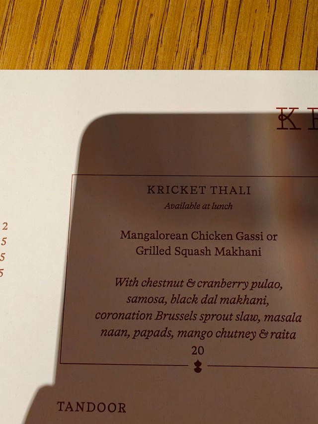 Menus 2026 - Kricket Canary Wharf in London | TheFork