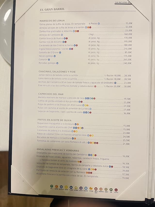 Carta y menù 2026 Actualizados - El Gran Barril en Madrid | TheFork