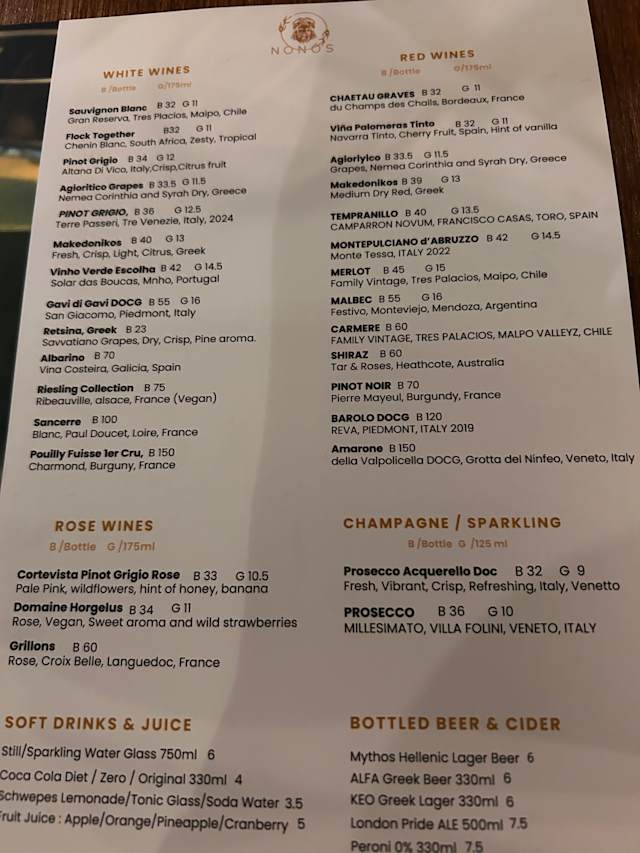 Menus 2026 - Nonos in London | TheFork