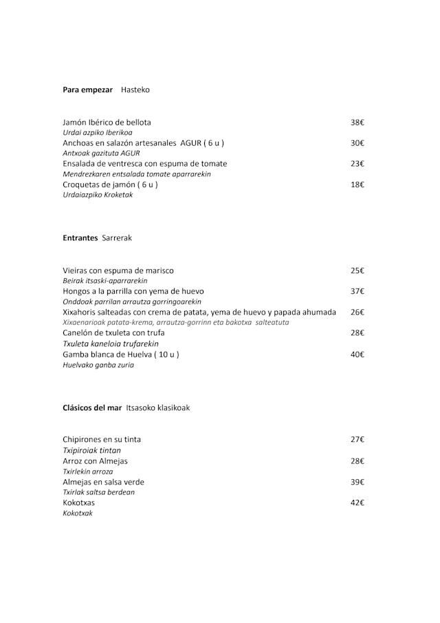 Carta y menù 2025 Actualizados - Asador Ana Mari en Irún | TheFork