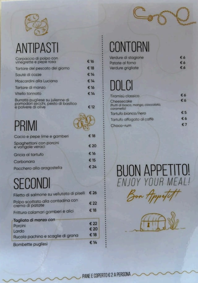 Menu 2026 - Alchimia Bar and Restaurant in San Foca | TheFork
