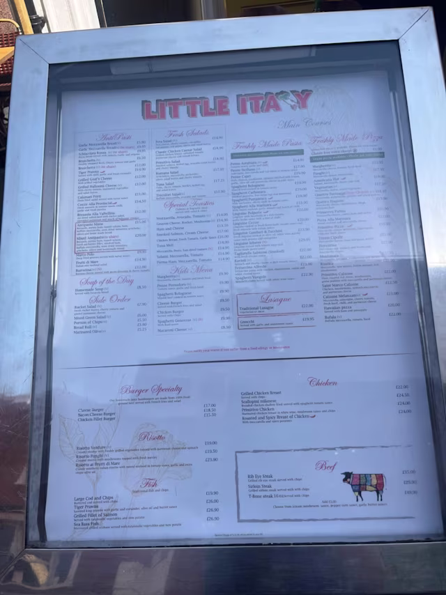 Menus 2026 - Little Italy - Leicester Square in London | TheFork