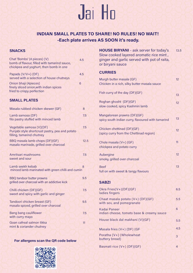 Menus 2026 - Jai Ho in Bishops Cleeve | TheFork