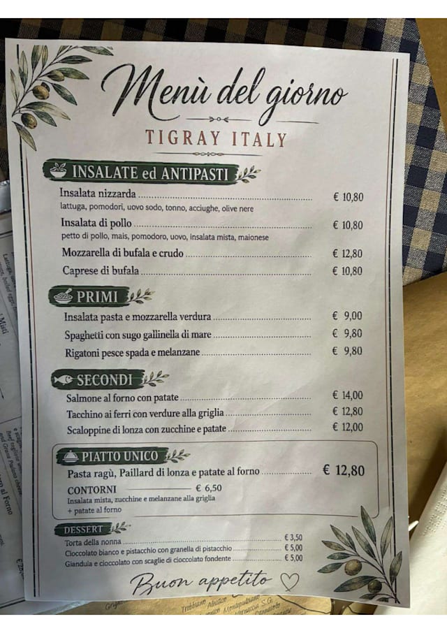 Menu 2026 - Tigrayitalia em Milão | TheFork