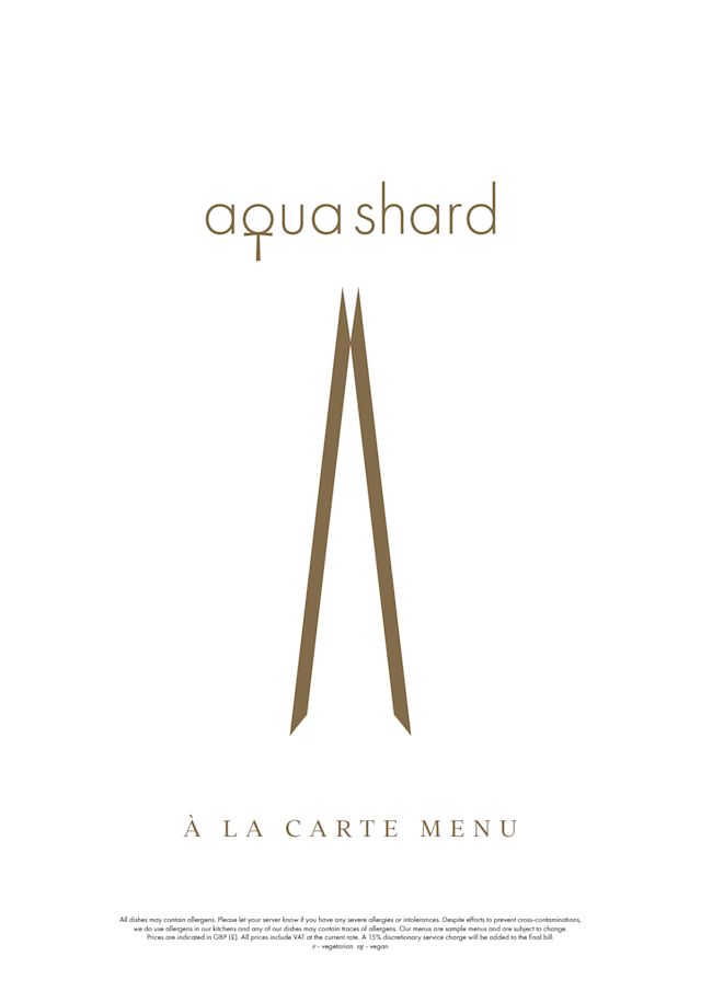 Menus 2025 - aqua shard in London | TheFork