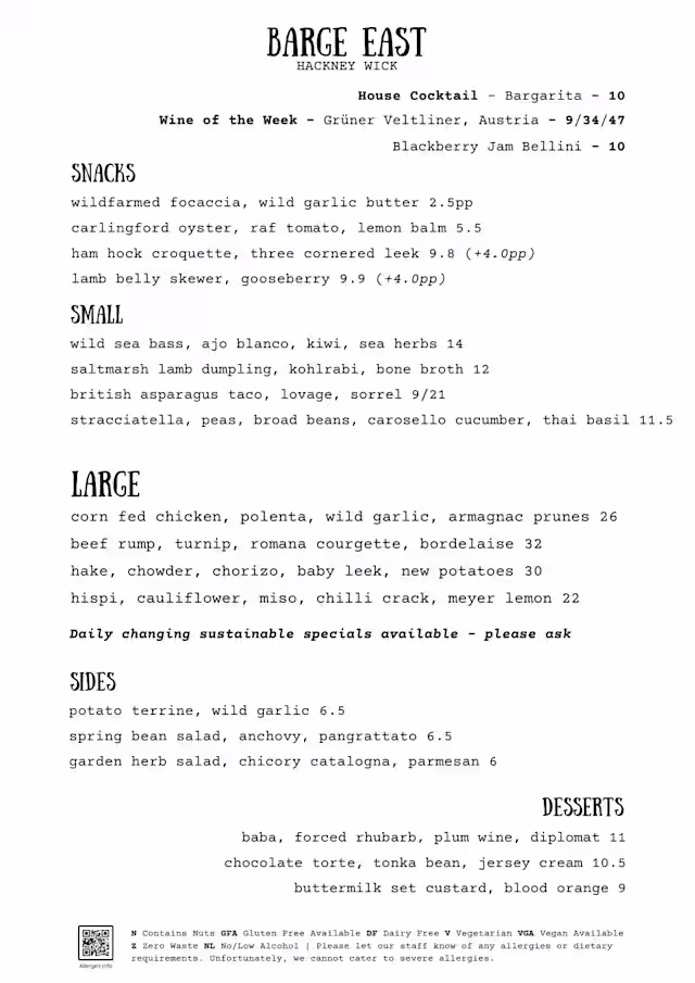 Barge East in London - Restaurant Reviews, Menu and Prices | TheFork