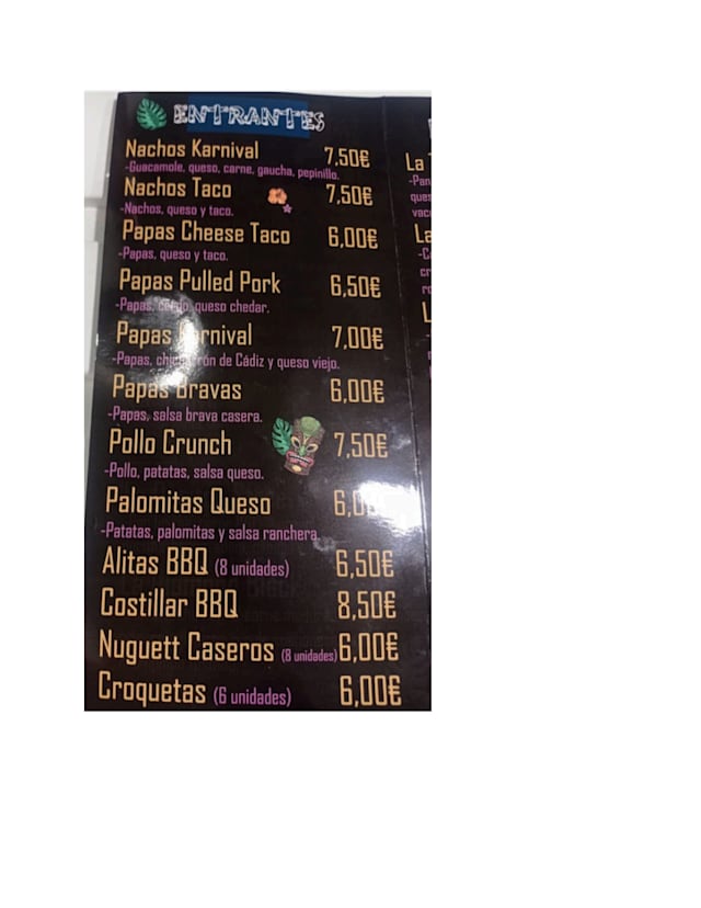 Menu 2025 - Karnival Burger in Chipiona | TheFork