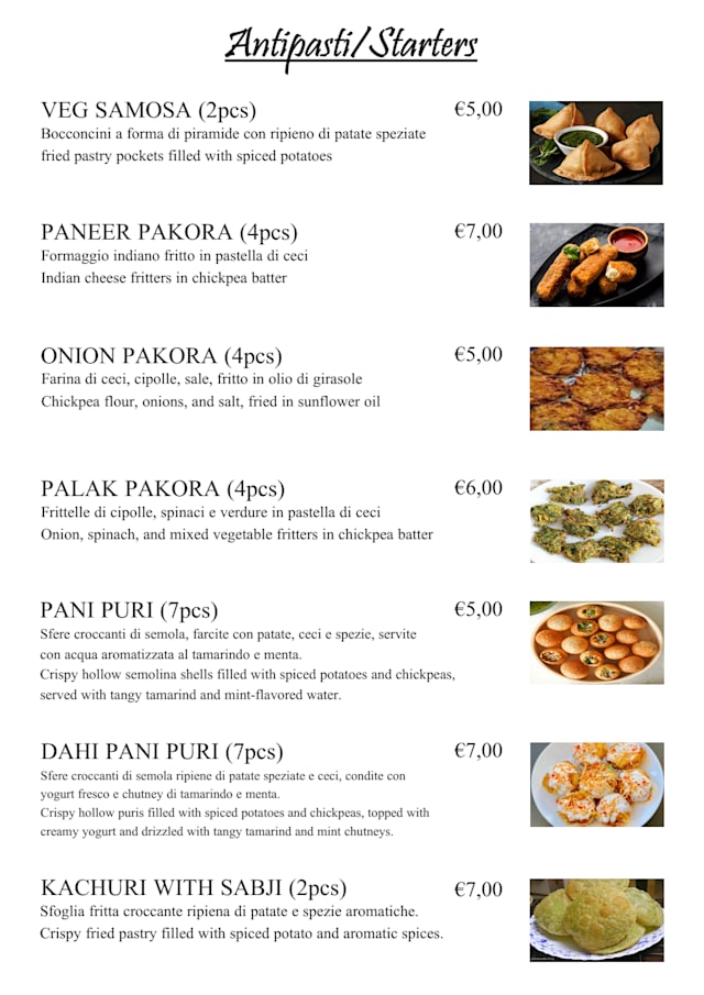 Menu 2026 - RISTORANTE INDIANO "AROMA" in Rome | TheFork