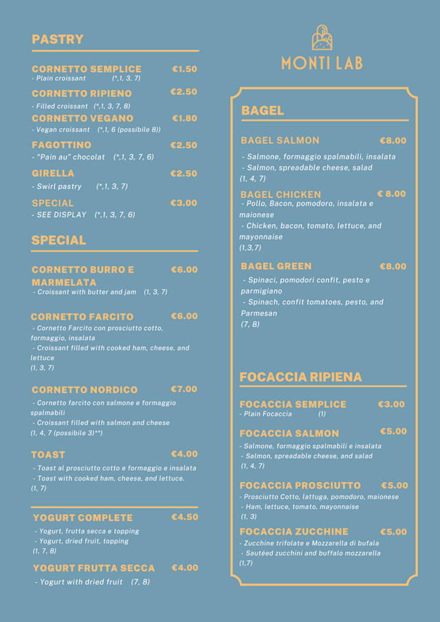 Menu 2026 - Monti Lab - Italian Street Food in Rome | TheFork