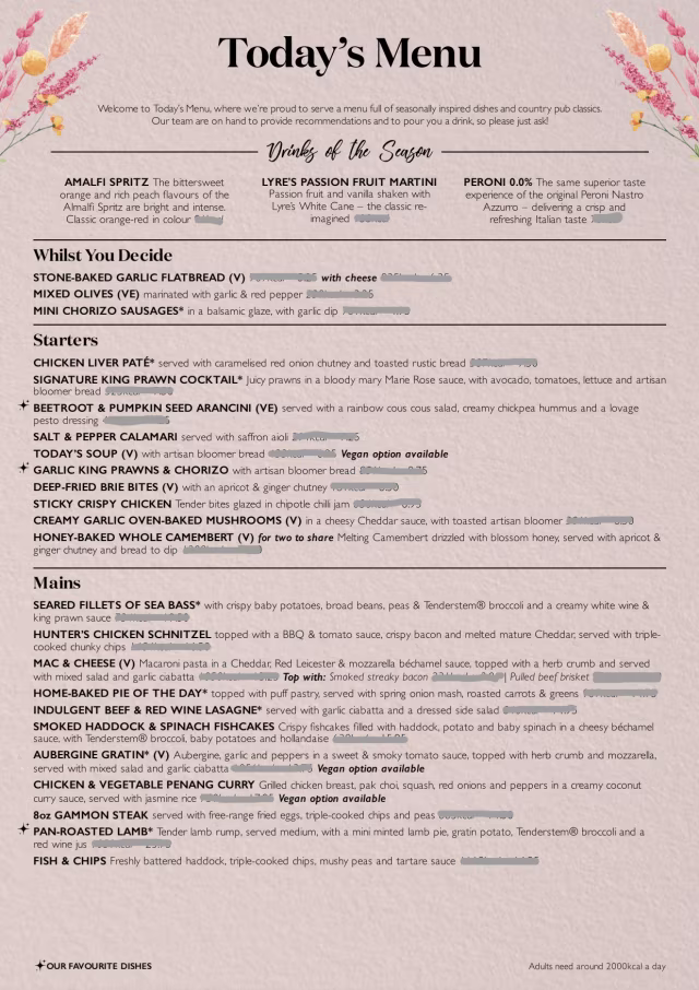 Menus 2026 - The Cuckoo in Peterborough | TheFork