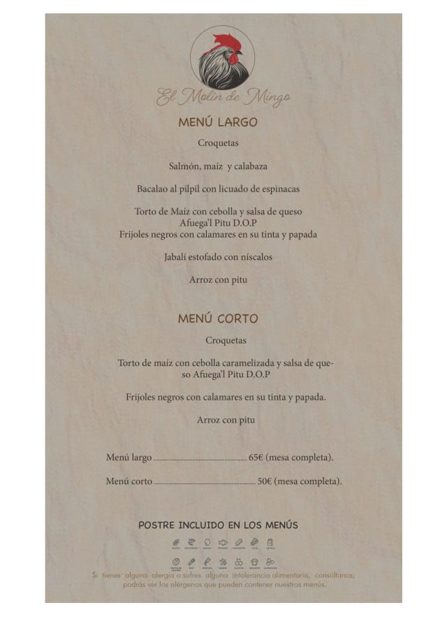 Carta y menù 2025 Actualizados - El Molin de Mingo en Peruyes | TheFork