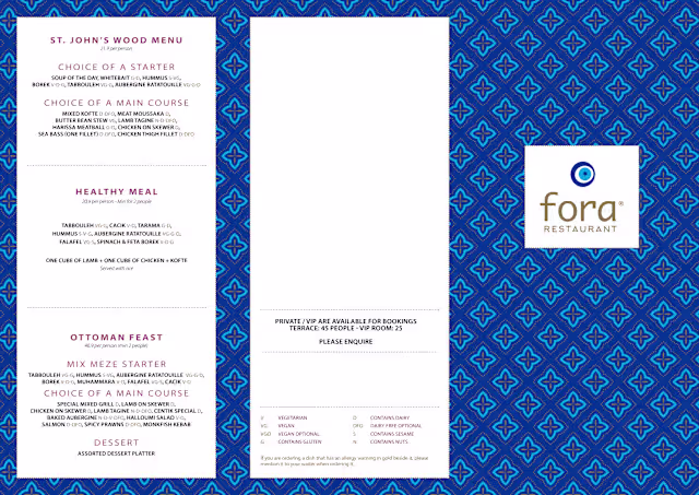 Menus 2026 - Fora Restaurant (St John’s Wood) in London | TheFork