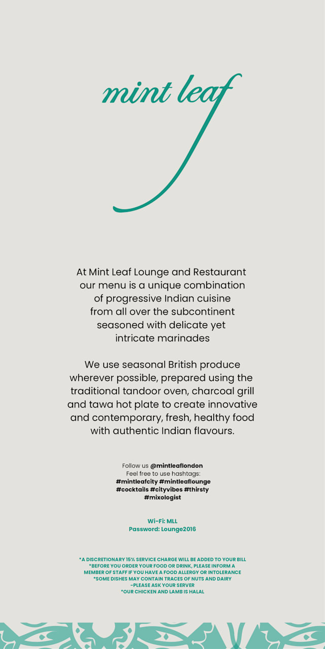 Menus 2026 - Mint Leaf London in London | TheFork