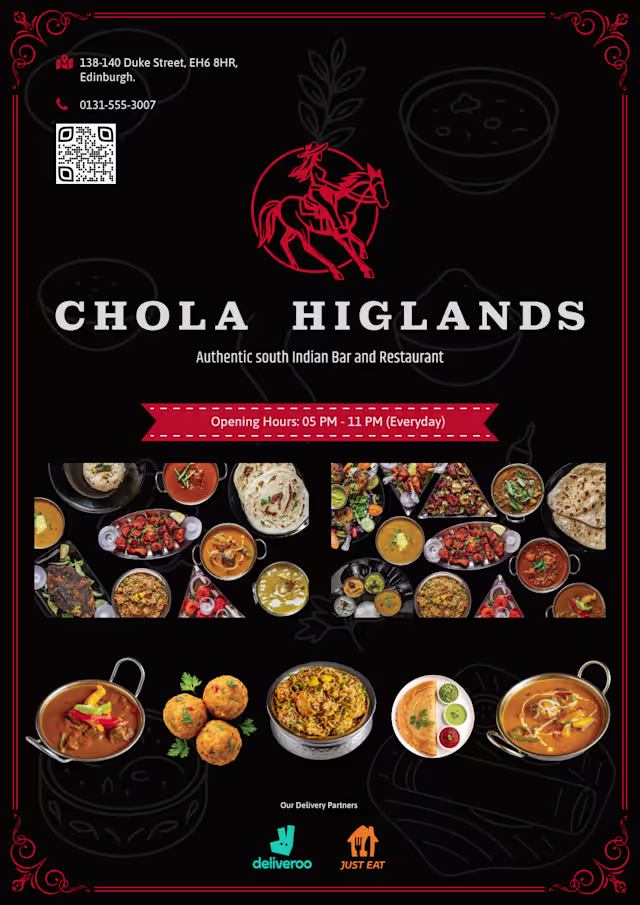 Carte et Menus 2026 - Chola Highlands à Edinbourg | TheFork