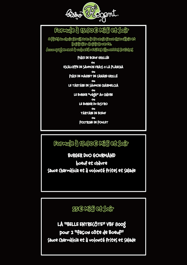 Carte et Menus 2025 - Bistro Régent Saint Julien Les villas à Saint ...