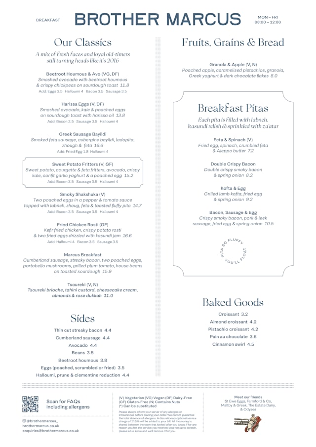 Menus 2026 - Brother Marcus Canary Wharf in London | TheFork