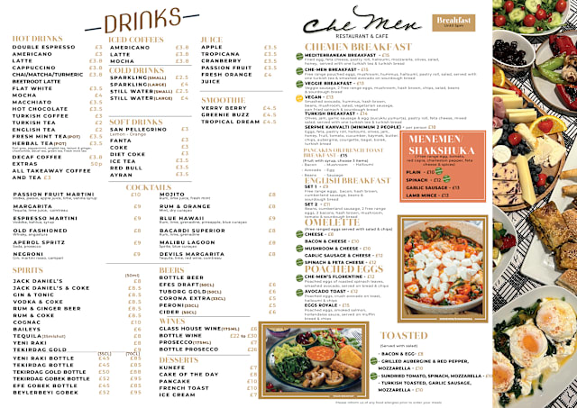 Menu 2026 - Chemen Cafe & Restaurant in Londen | TheFork