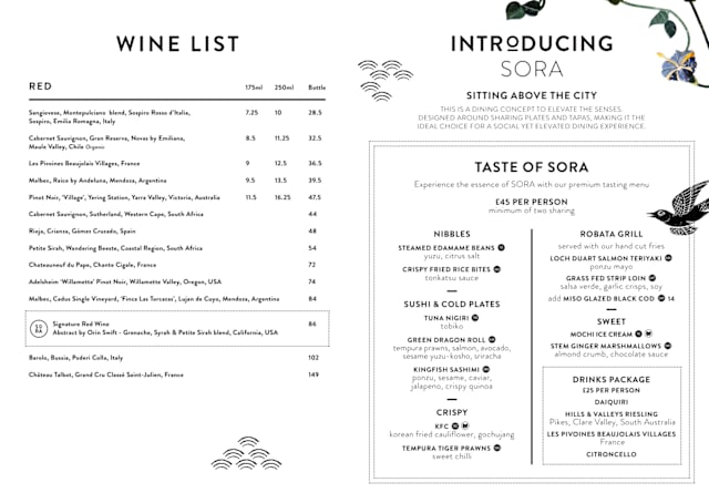 Menus 2025 - York Sora in York | TheFork