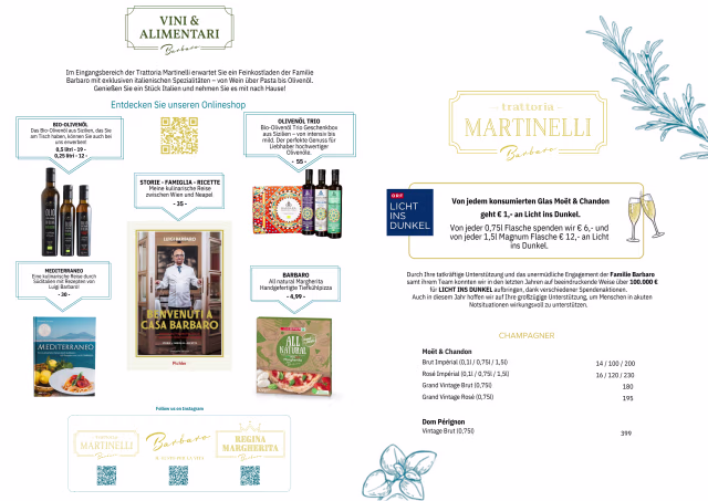 Speisekarte 2026 – Trattoria Martinelli in Wien – TheFork