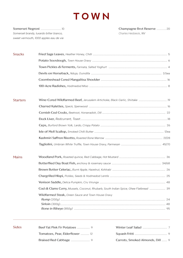 Town in Londen - Menu, openingsuren, adres, foto’s van restaurant en ...