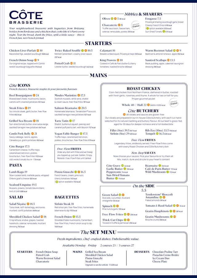 Menus 2026 - Cote Brasserie - Brighton in Brighton and Hove | TheFork