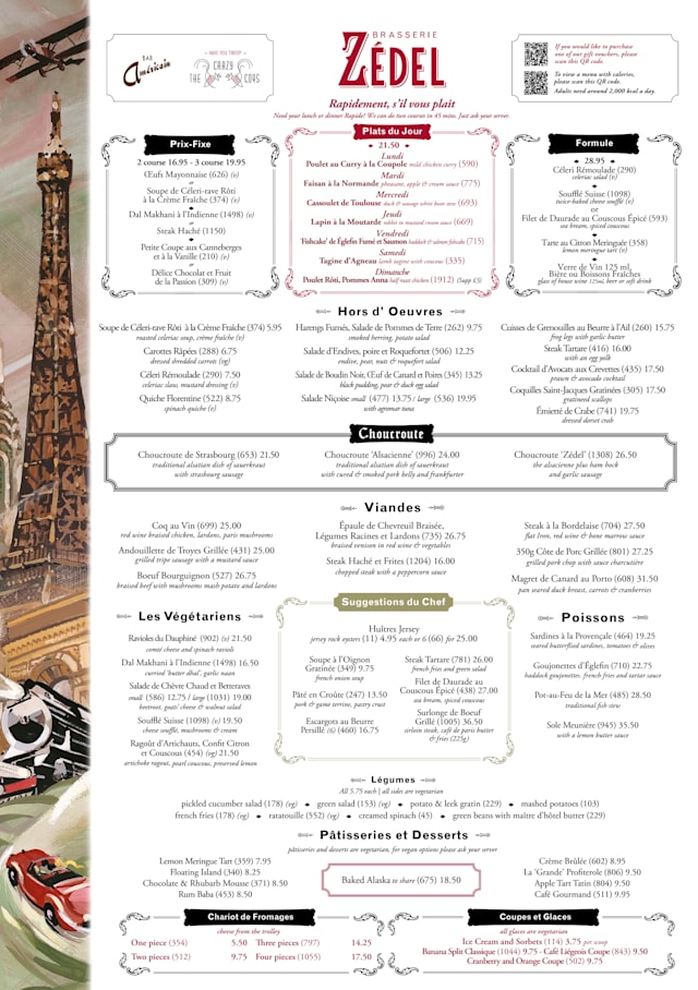 Menus 2025 - Brasserie Zedel in London | TheFork