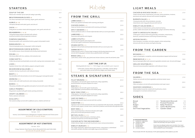 Menu 2025 - Kibele in London | TheFork