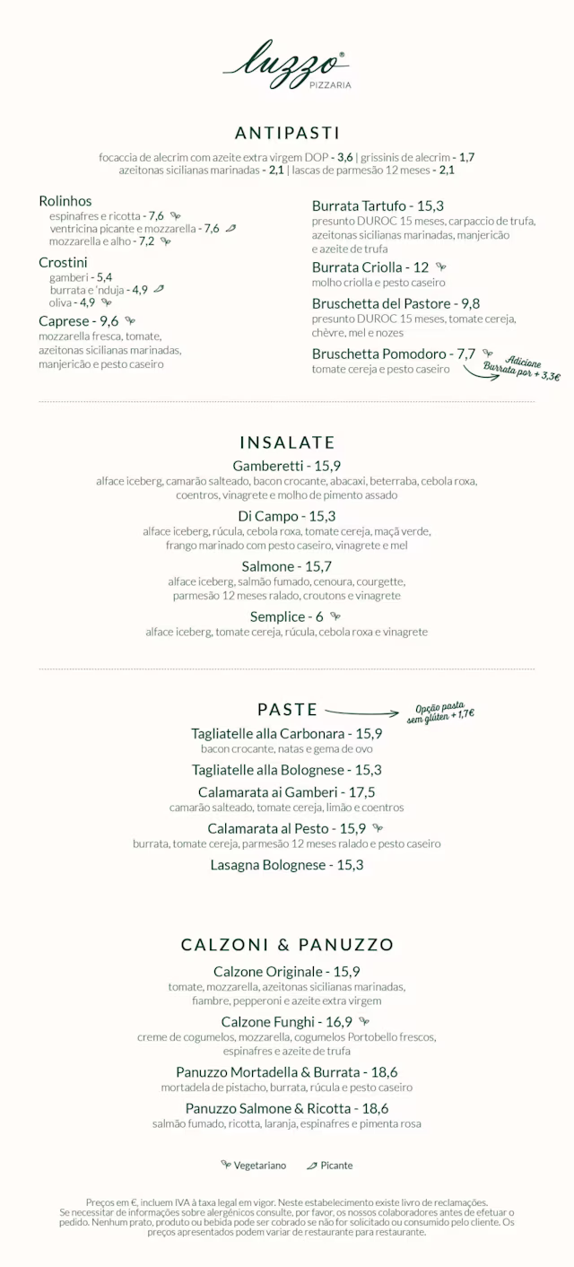 Pizzaria Luzzo Boavista em Porto - Preços, menu, morada, reserva e ...