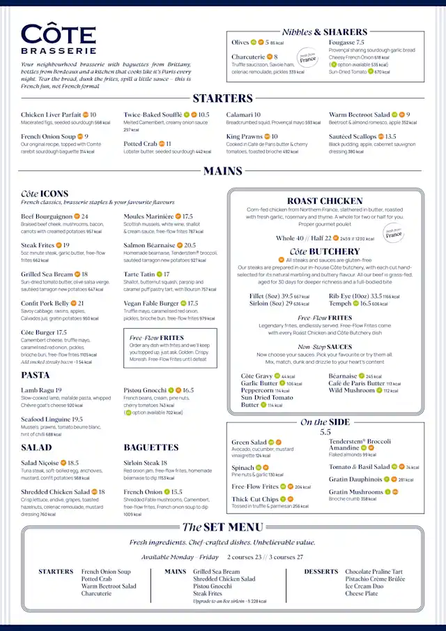 Menus 2026 - Cote Brasserie - Oxford in Oxford | TheFork