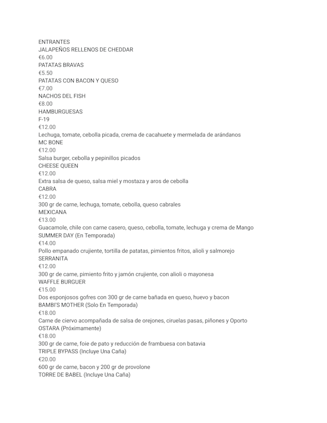 Menu 2026 - Valkiria by Fish in San Fernando | TheFork