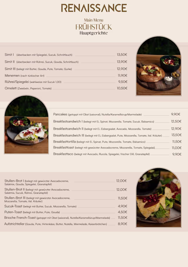 Café RENAISSANCE i Hamburg - Restaurangens meny, öppettider, bokning ...