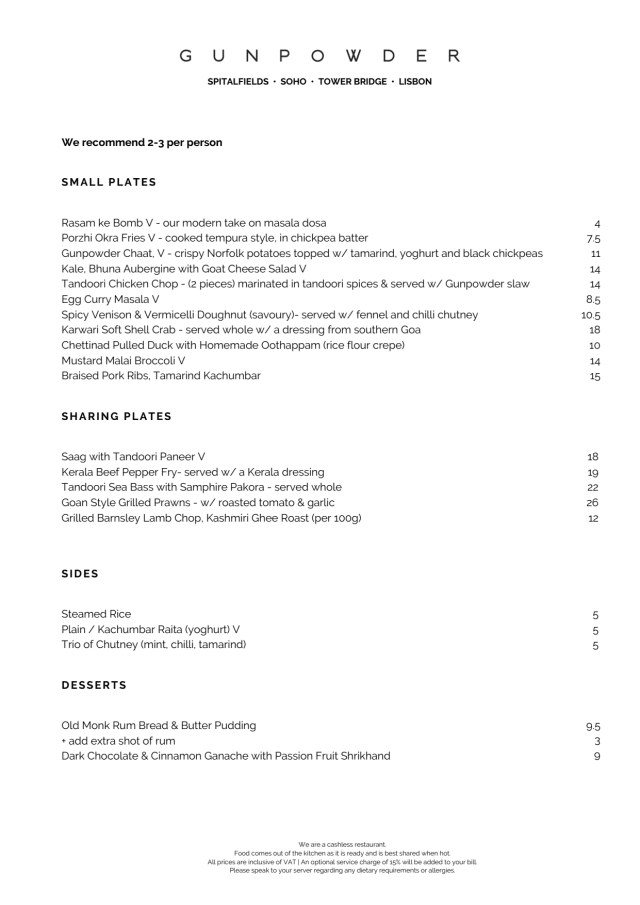 Gunpowder - Spitalfields in London - Restaurant Reviews, Menus, and ...