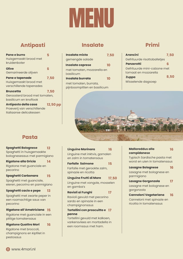 Carte et Menus 2026 - Il Nuovo 4Mori à Assen | TheFork