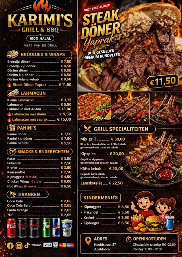 Menu 2026 - Karimis Grill & BBQ in Apeldoorn | TheFork
