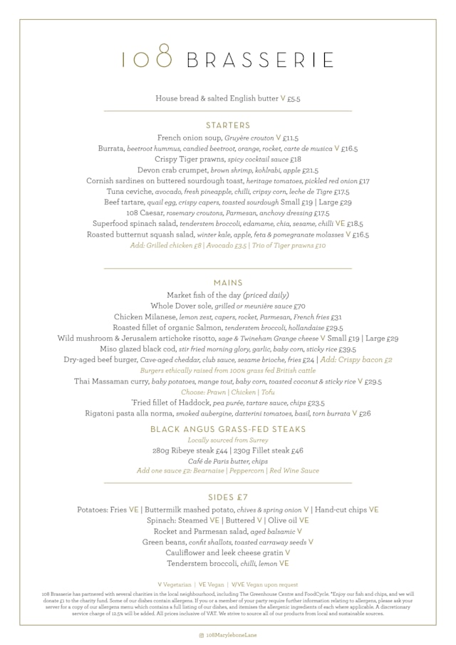 108 Brasserie in London - Restaurant Reviews, Menus, and Prices | TheFork