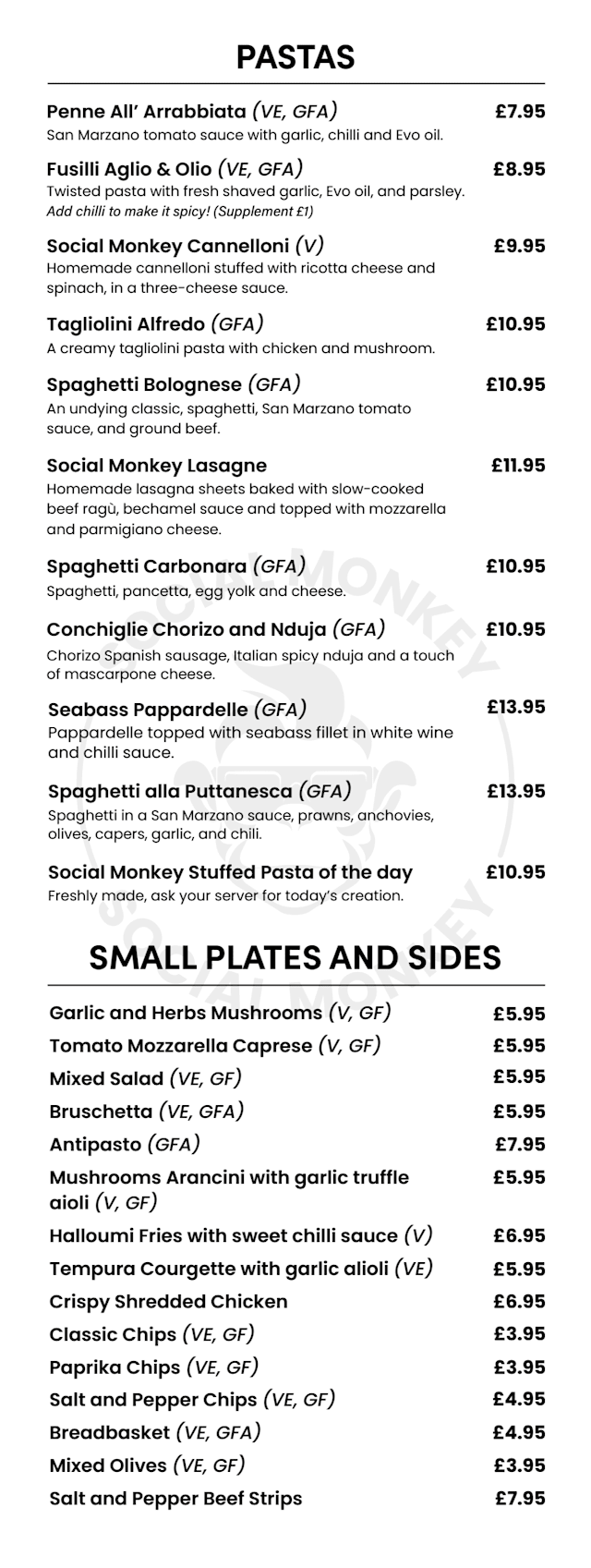 Menus 2026 - Social Monkey in Aberdeen | TheFork