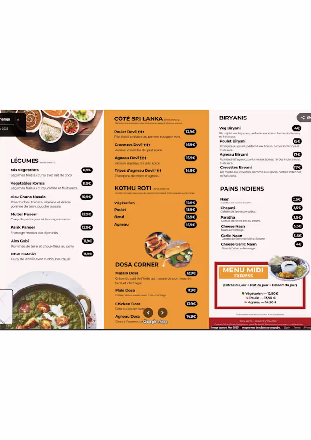 Maharaja in Lons - Menu, openingsuren, adres, foto’s van restaurant en ...
