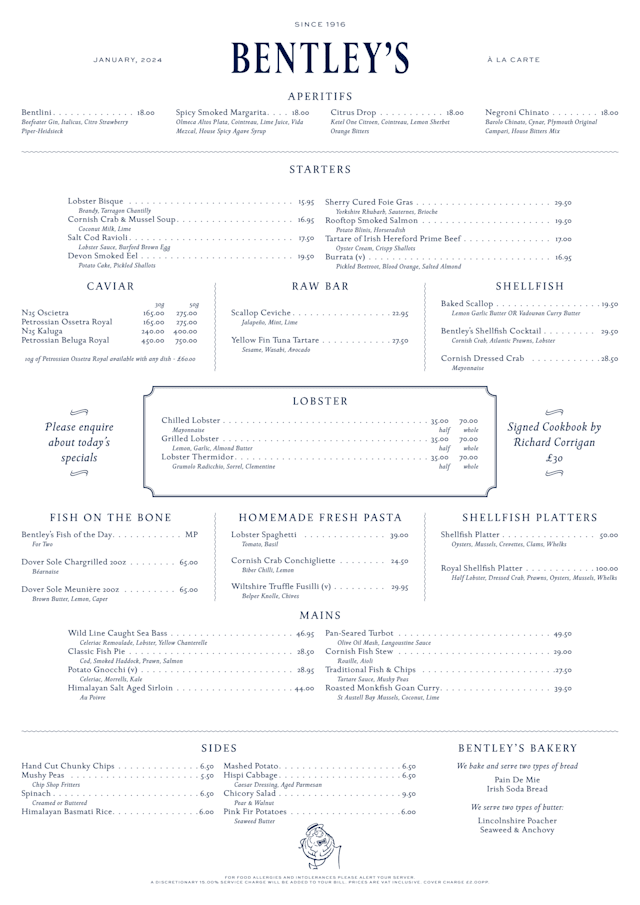Bentley's Oyster Bar and Grill in London - Restaurant Reviews, Menus ...