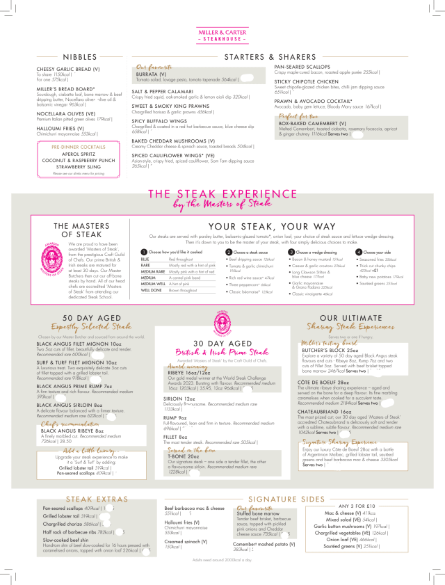 Menus 2026 - Miller & Carter Leeds Light in Leeds | TheFork