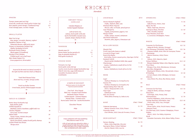 Menus 2026 - Kricket Shoreditch in London | TheFork