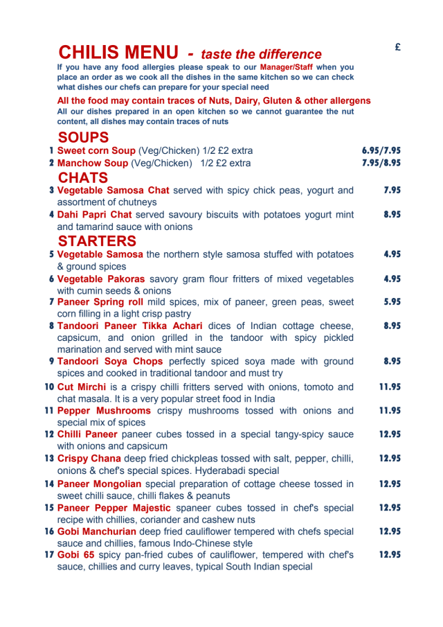 Chilis Indian & Indo-Chinese Restaurant Reading in Reading - Restaurant ...