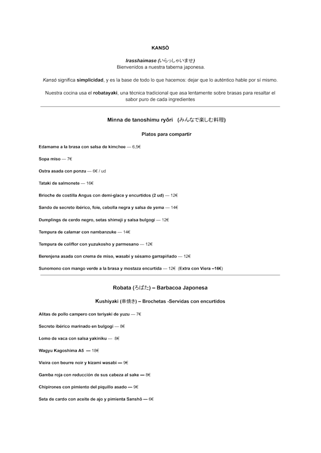 Restaurante KANSŌ- Taberna Japonesa en Palma de Mallorca - Menú 2026 ...