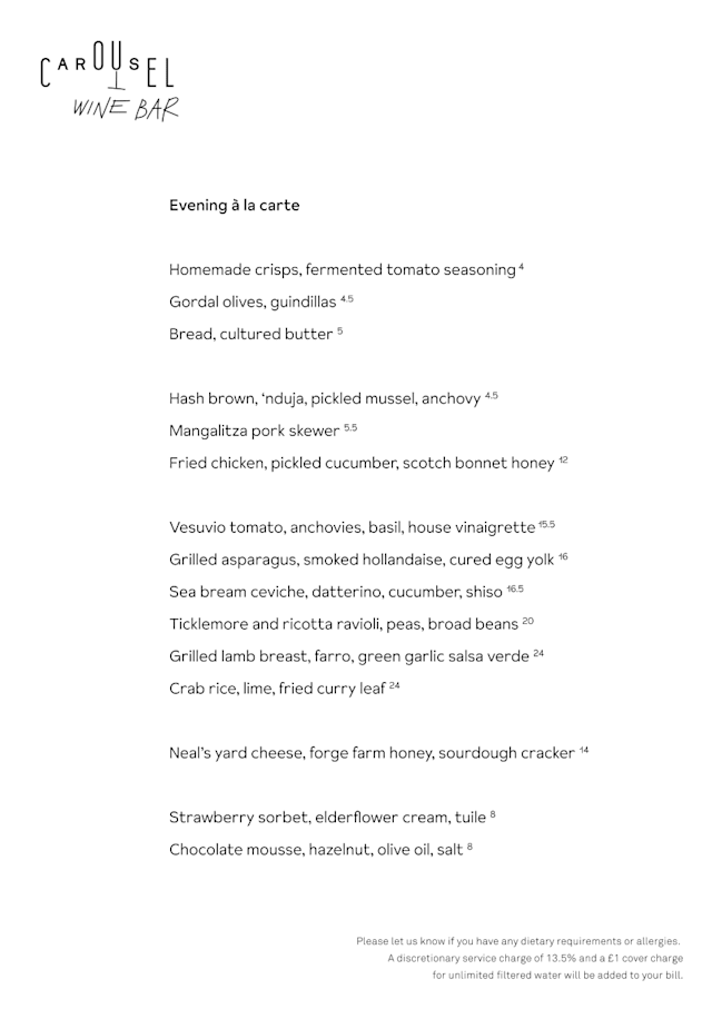 Menus 2025 - Carousel in London | TheFork