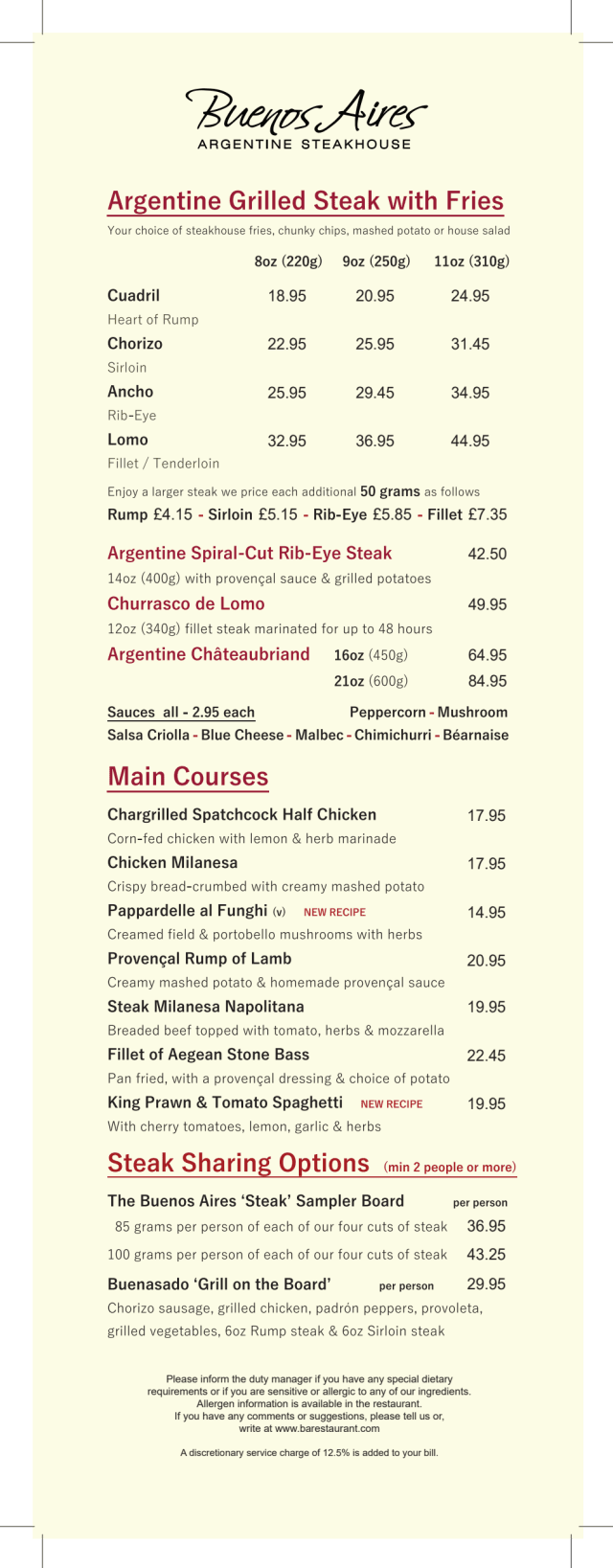 Menus 2025 - Buenos Aires Argentine Steakhouse - Richmond in Richmond ...
