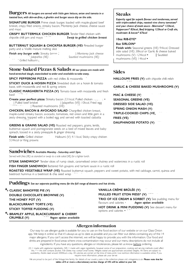 Menus 2026 - The White Lion, Allesley in Coventry | TheFork